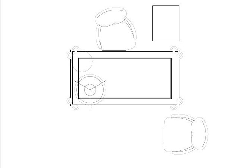 2D Drawings of Office Desk, Computer, Office Materials, Office ...