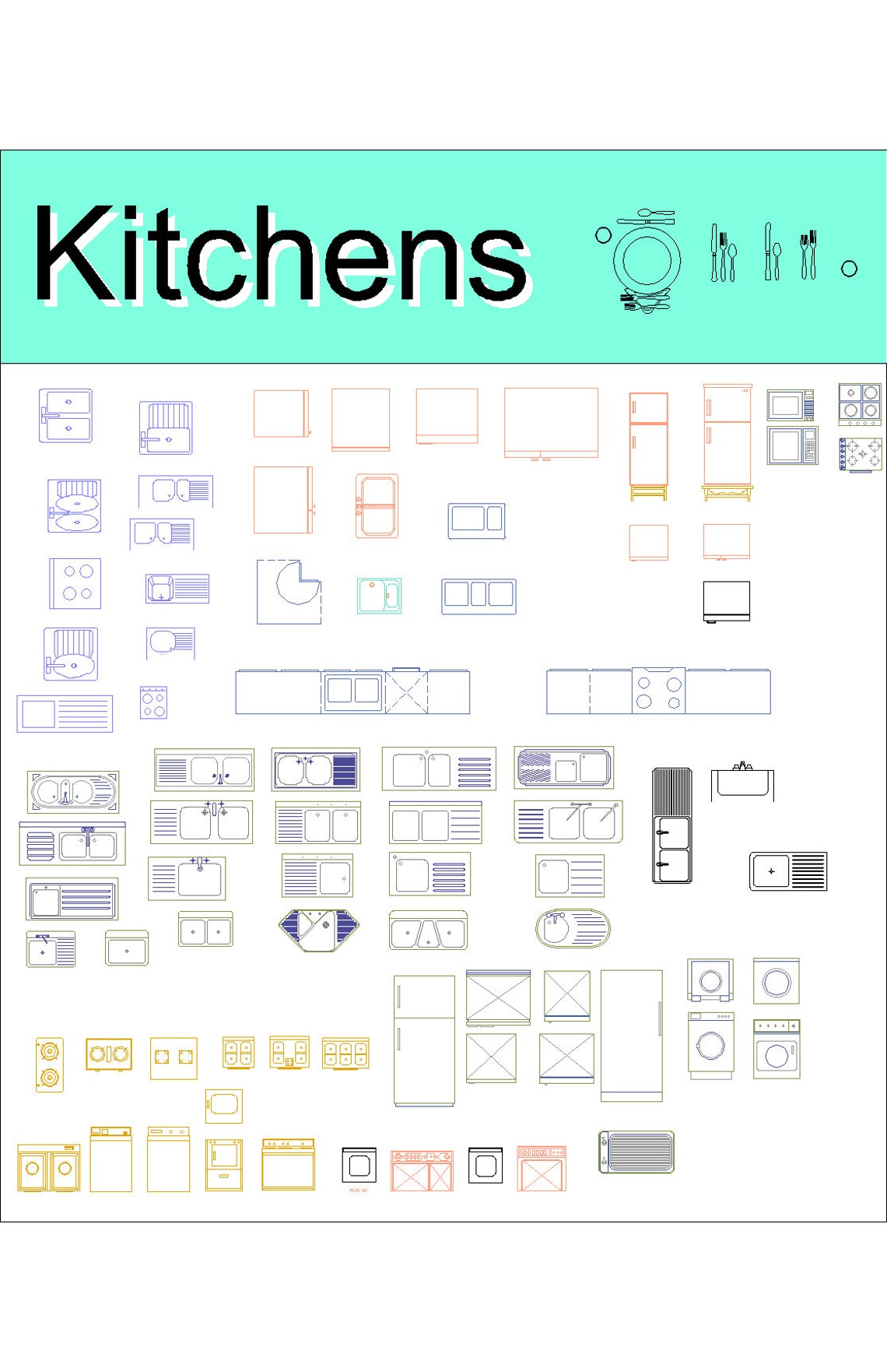 Autocad 2D DWG DXF PDF Kitchen and Baths File,ready Block for Autocad ...