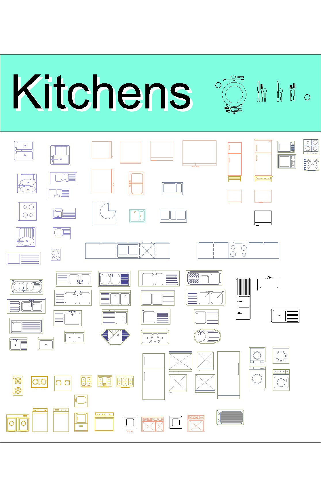 Autocad 2D DWG DXF PDF Kitchen and Baths File,ready Block for Autocad ...