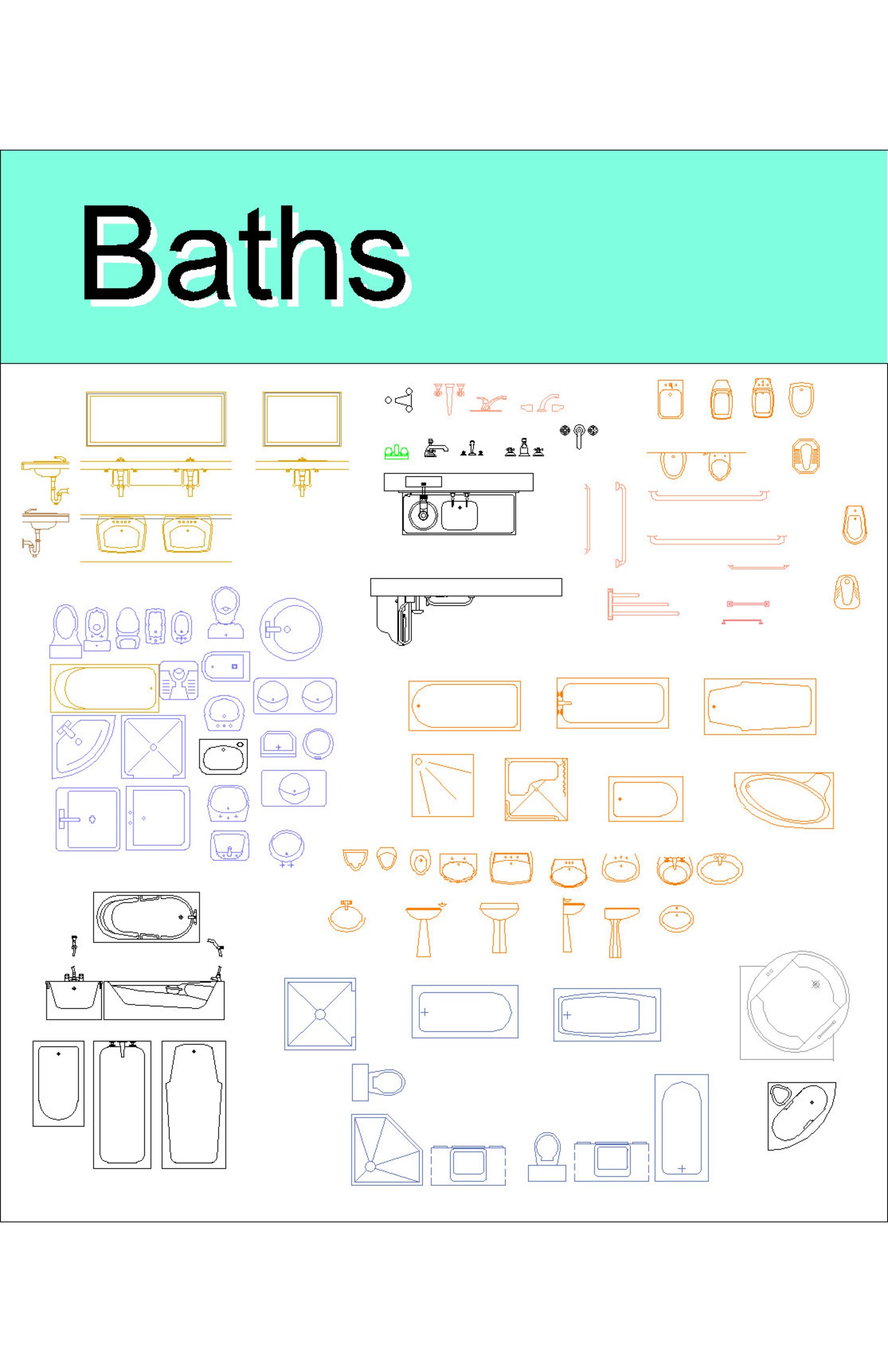 Autocad 2D DWG DXF PDF Kitchen and Baths File,ready Block for Autocad ...