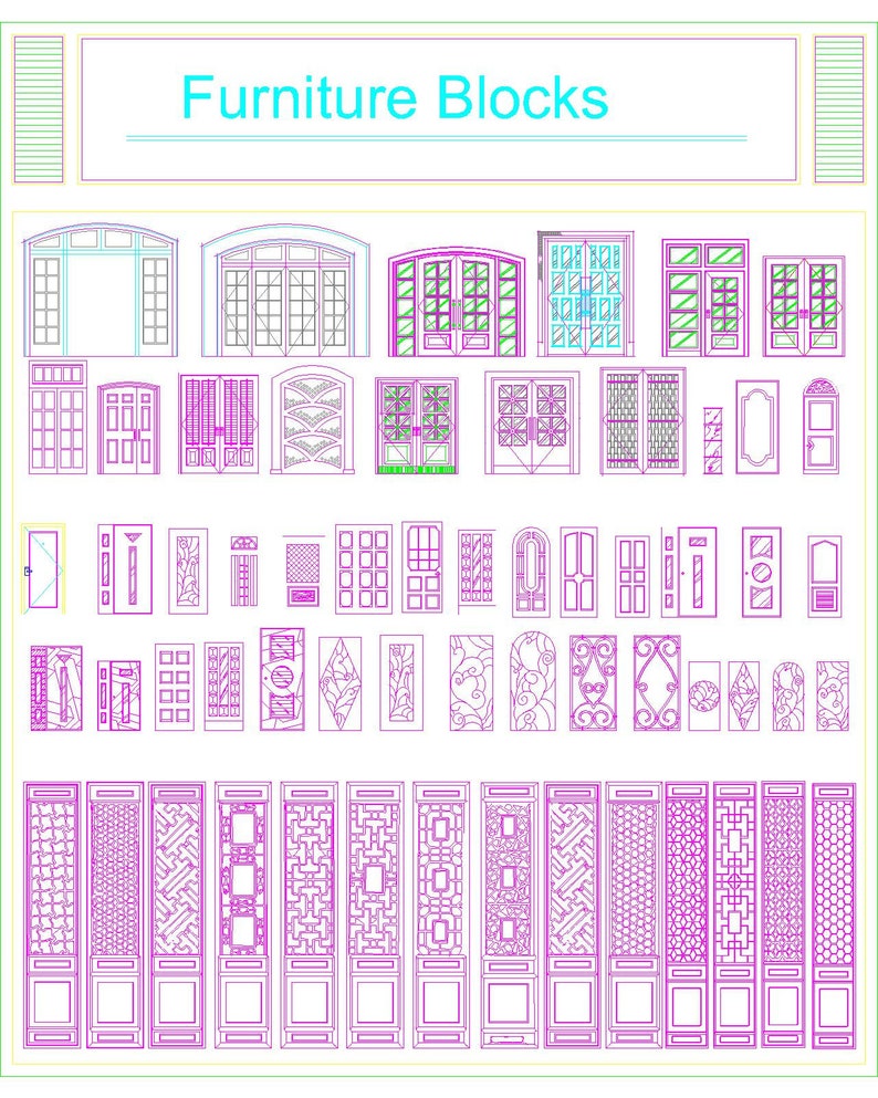 Autocad 2D DWG DXF PDF Furniture Blocks, Bedrooms, Kitchens and ...