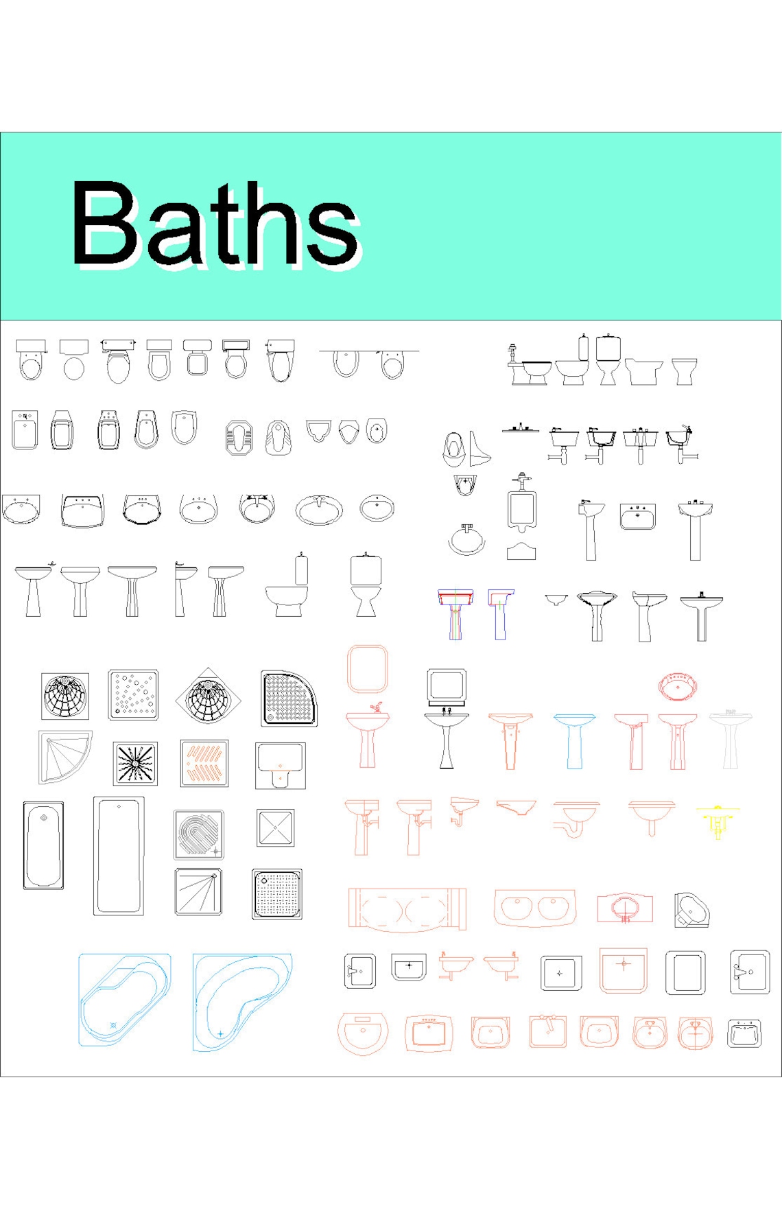 Autocad 2D DWG DXF PDF Kitchen and Baths File,ready Block for Autocad ...