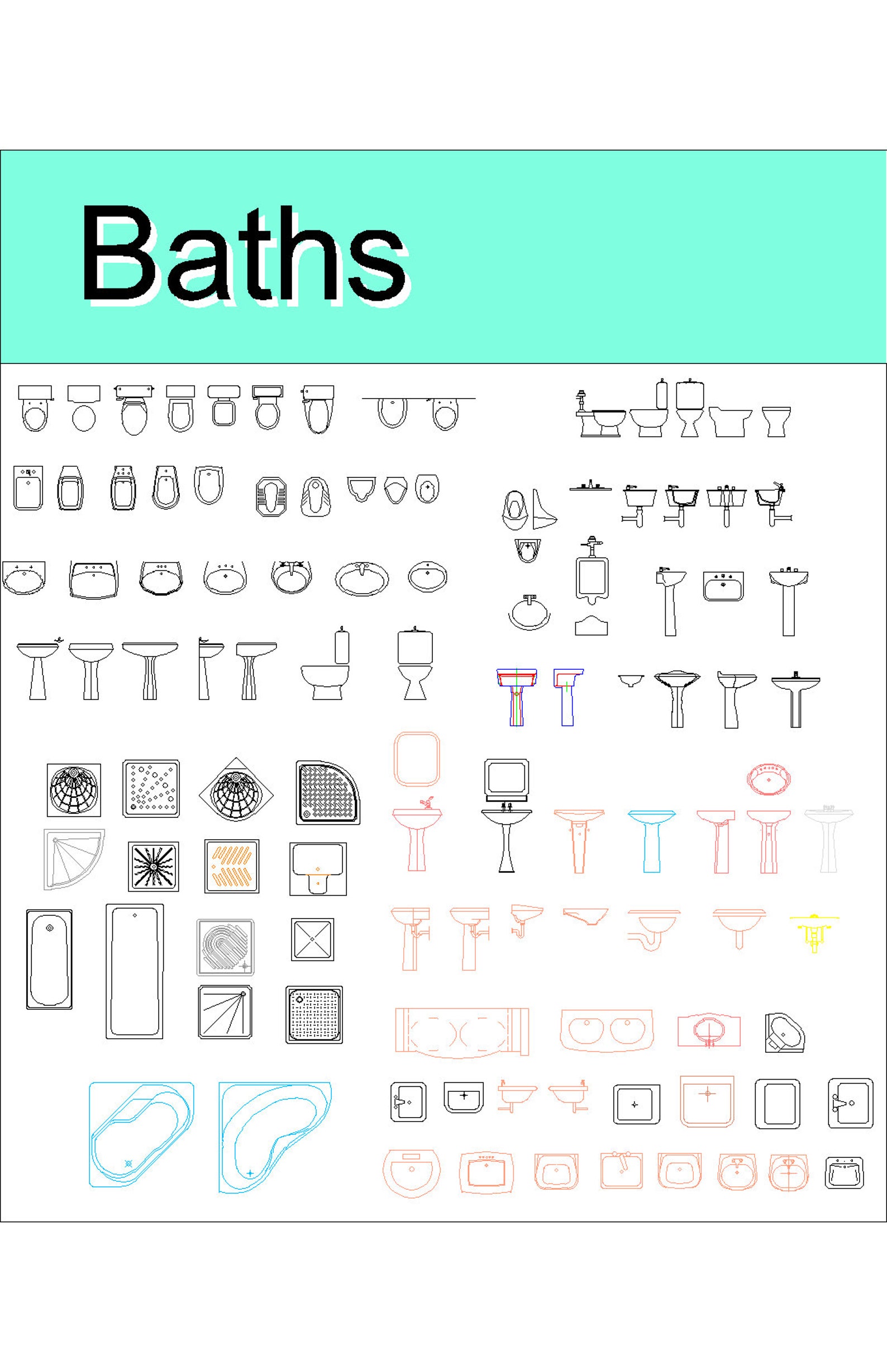 Autocad 2D DWG DXF PDF Kitchen and Baths File,ready Block for Autocad ...