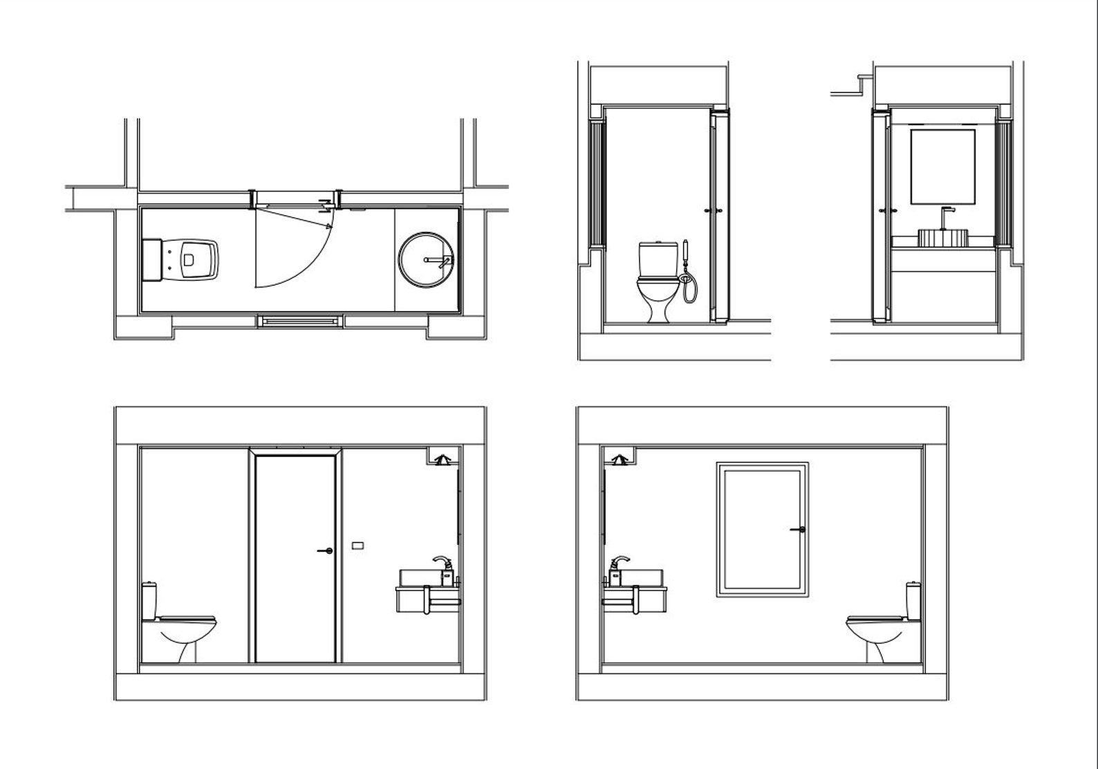 2D Drawings of Bathroom, Autocad 2D DWG File, Ready Block for Autocad ...