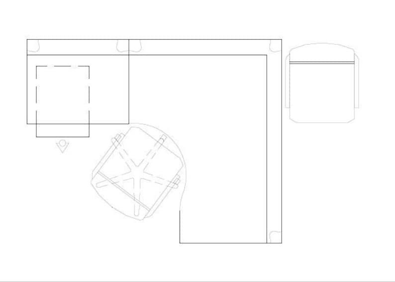 2D Drawings of Office Desk, Computer, Office Materials, Office ...
