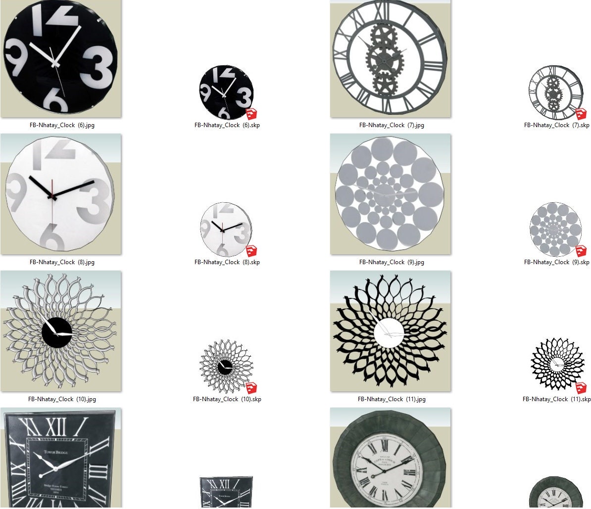 57 Pieces Clock Sketchup 3D Model Interior Design,sketchup Files - Etsy
