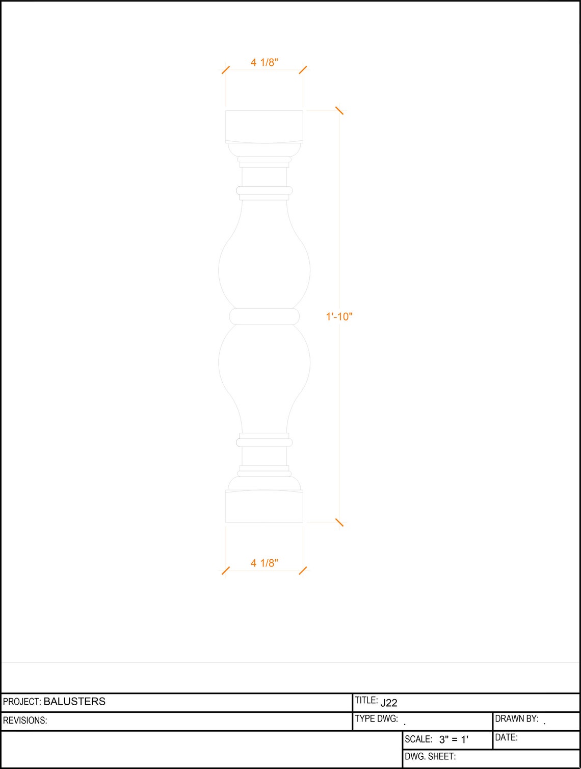Standard Balusters Elevation Blocks DWG PDF Rfaready - Etsy