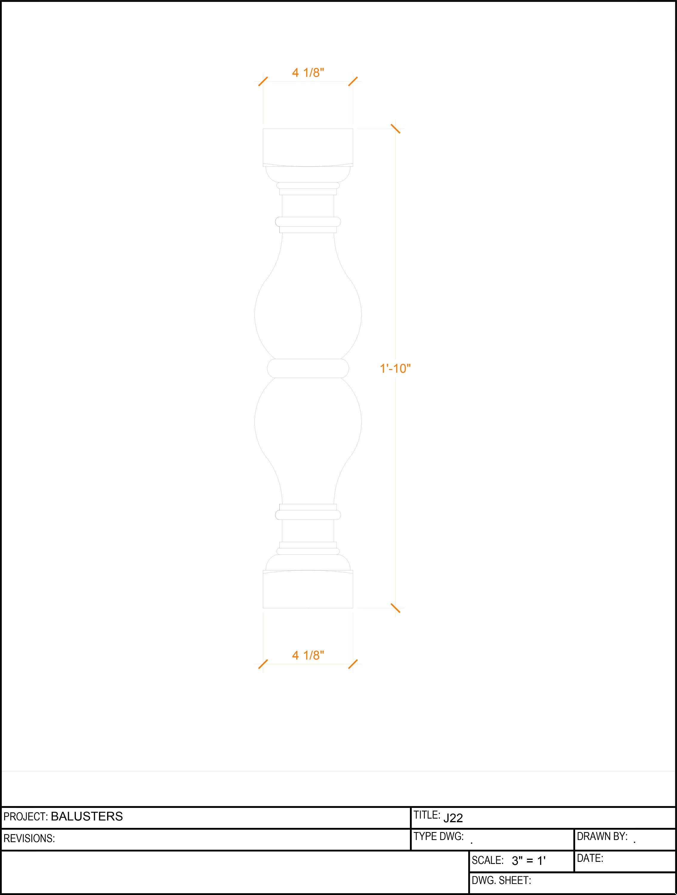 Standard Balusters Elevation Blocks DWG, PDF, Rfa,ready Block for ...