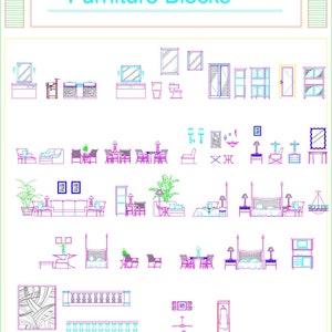 Autocad 2D DWG DXF PDF Furniture Blocks, Bedrooms, Kitchens and ...