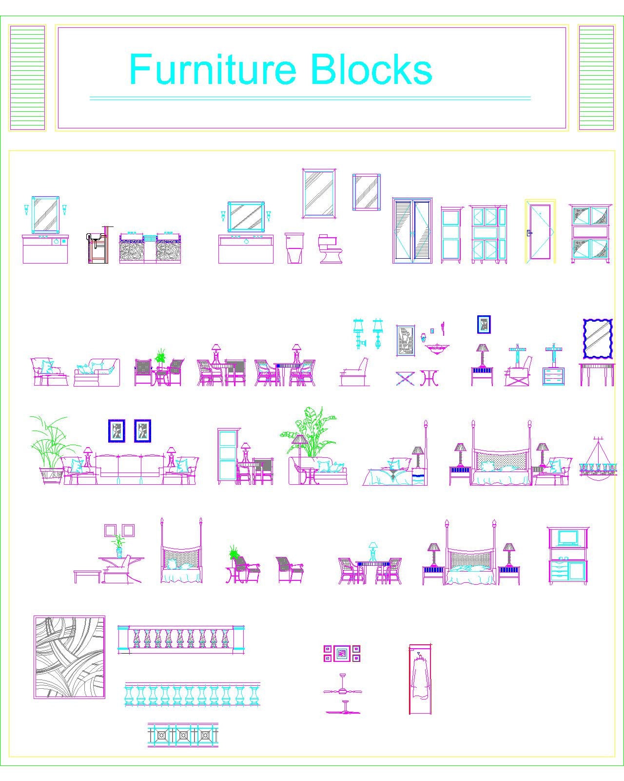 Autocad 2D DWG DXF PDF Furniture Blocks, Bedrooms, Kitchens and ...