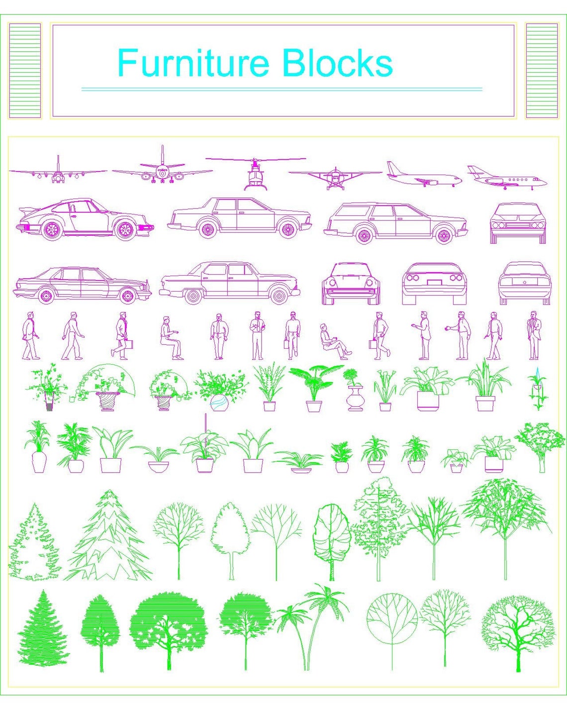 Autocad 2D DWG DXF PDF Furniture Blocks, Bedrooms, Kitchens and ...