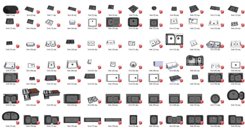 144 Pieces Kitchen Sink Sketchup 3D Model Interior Design,sketchup ...