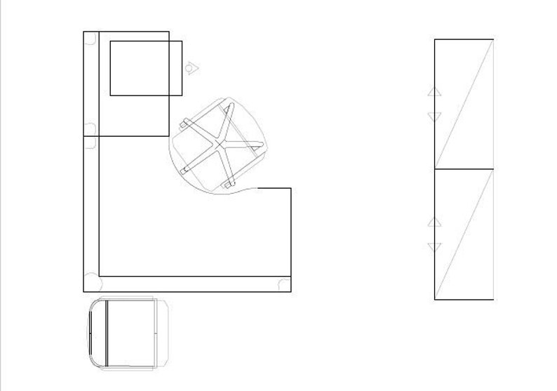 2D Drawings of Office Desk, Computer, Office Materials, Office ...