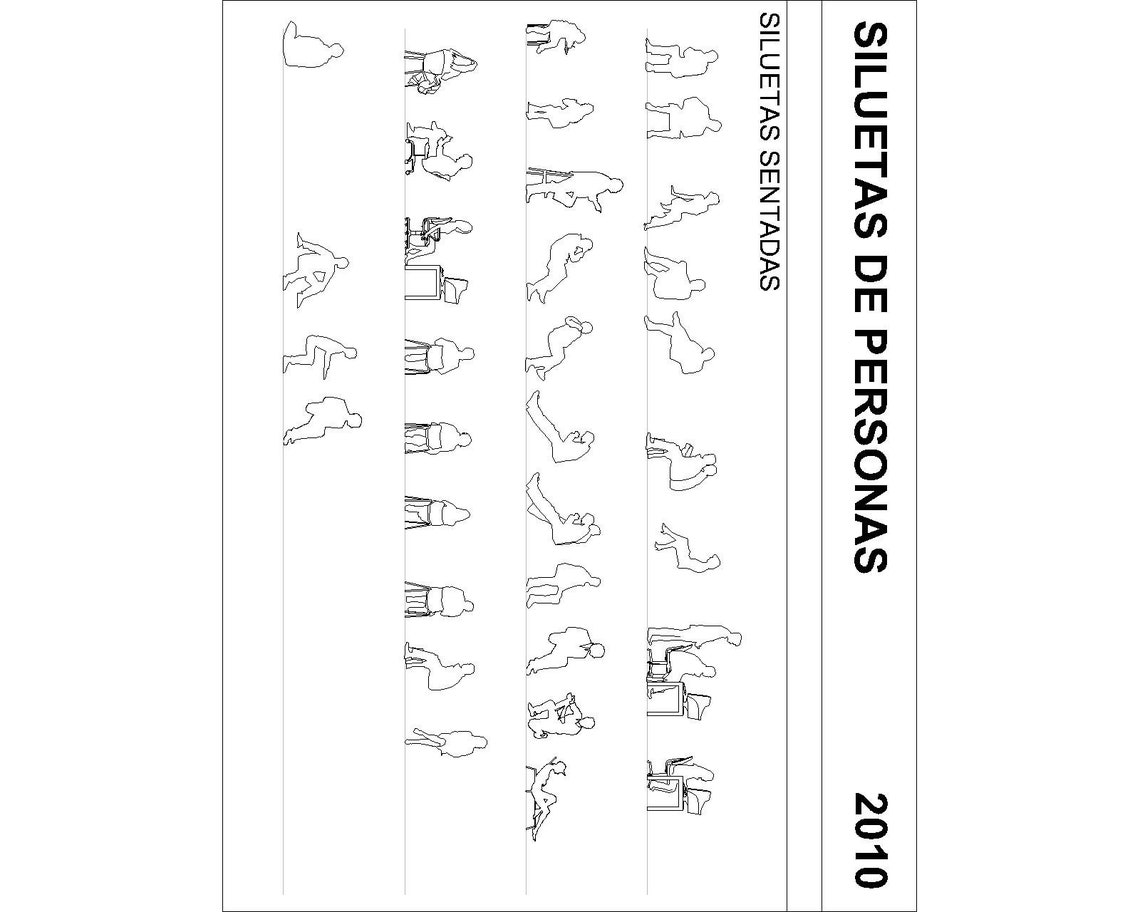 Autocad 2D DWG DXF PDF Blocks of Human Figures in Different Positions ...