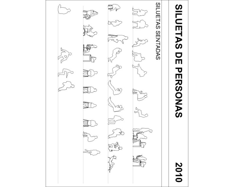 Autocad 2D DWG DXF PDF Blocks of Human Figures in Different Positions ...