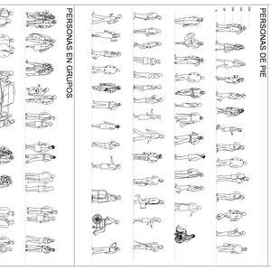 Autocad 2D DWG DXF PDF Blocks of Human Figures in Different Positions ...