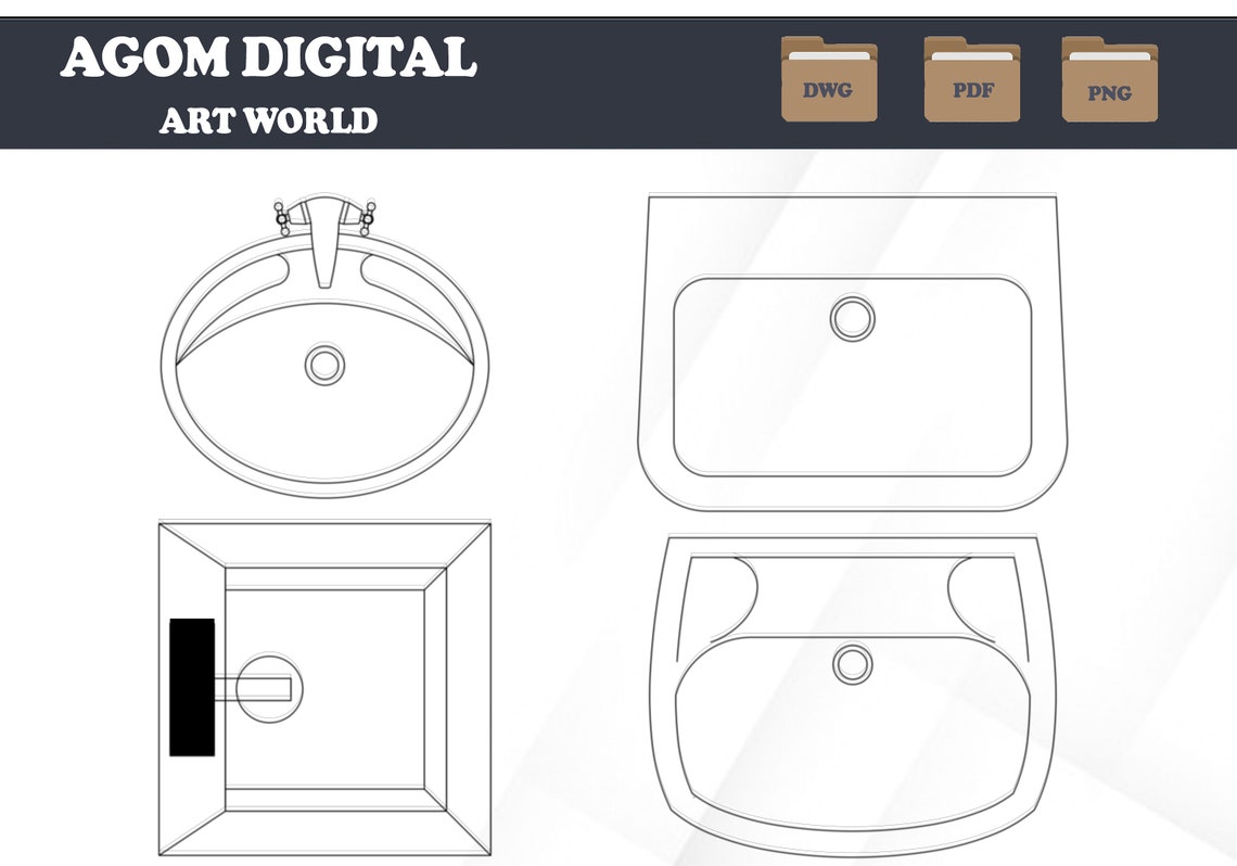 2D Drawings of Washbasin Model , Washbasin Materials's Autocad 2D DWG ...