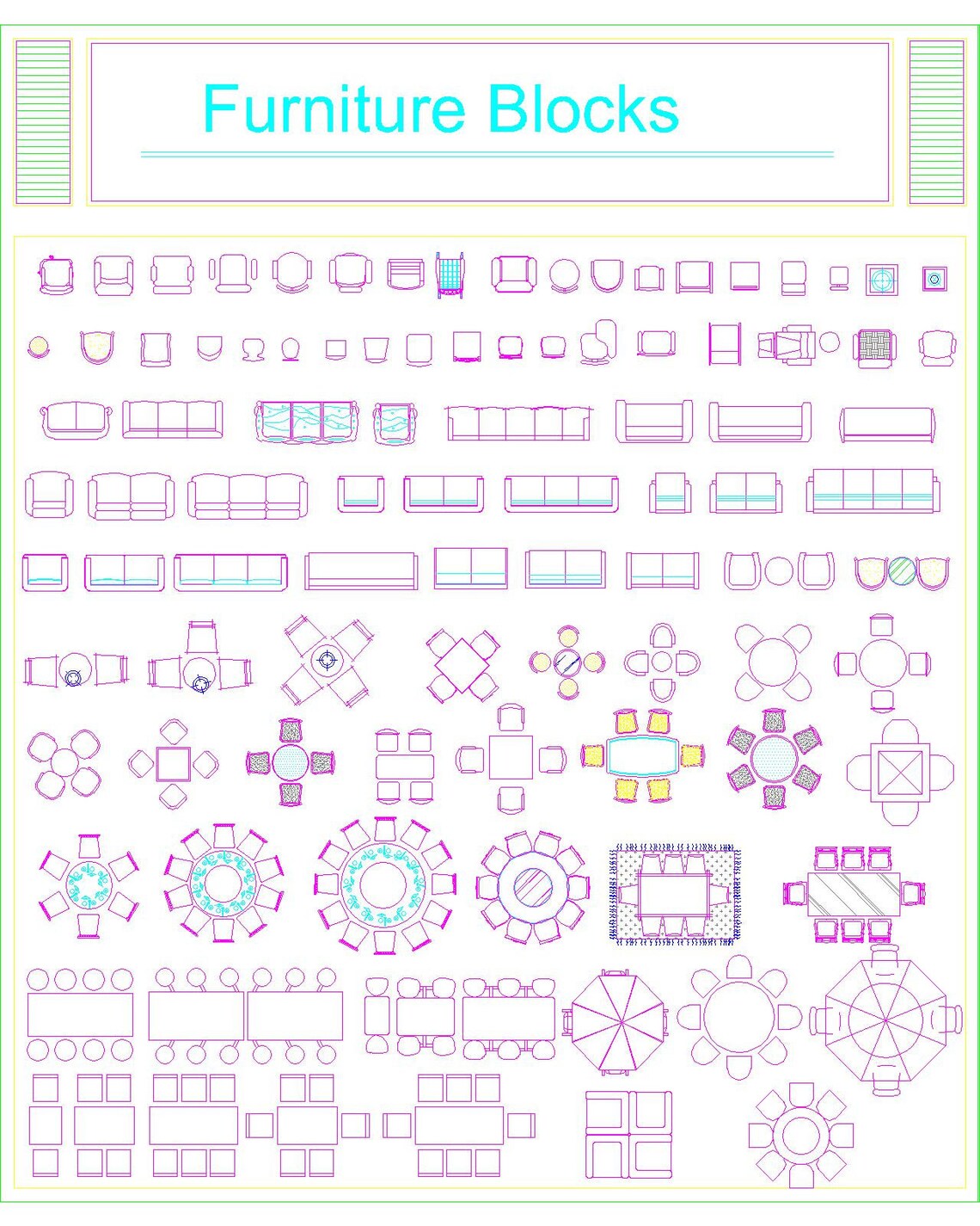 Autocad 2D DWG DXF PDF Furniture Blocks, Bedrooms, Kitchens and ...