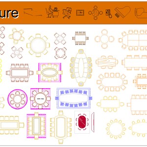 Autocad 2D DWG DXF PDF Furniture File, Ready Block for Autocad, 2D ...