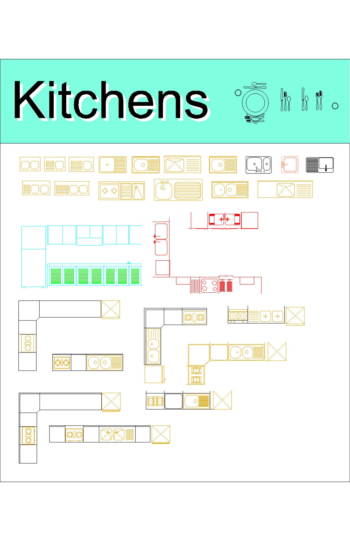 Autocad 2D DWG DXF PDF Kitchen and Baths File,ready Block for Autocad ...
