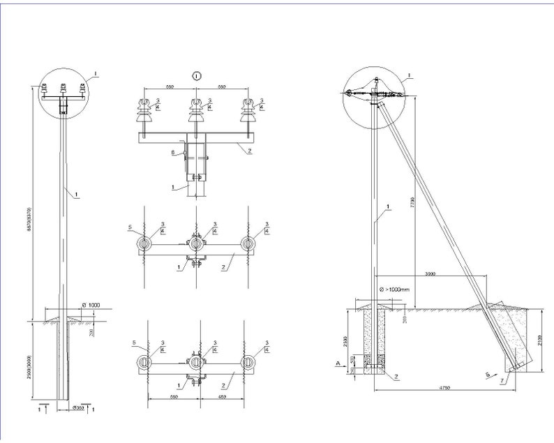 Autocad 2D DWG DXF PDF Blocks and Details of Energy Transmission Lines Equipment (power) Shown ...