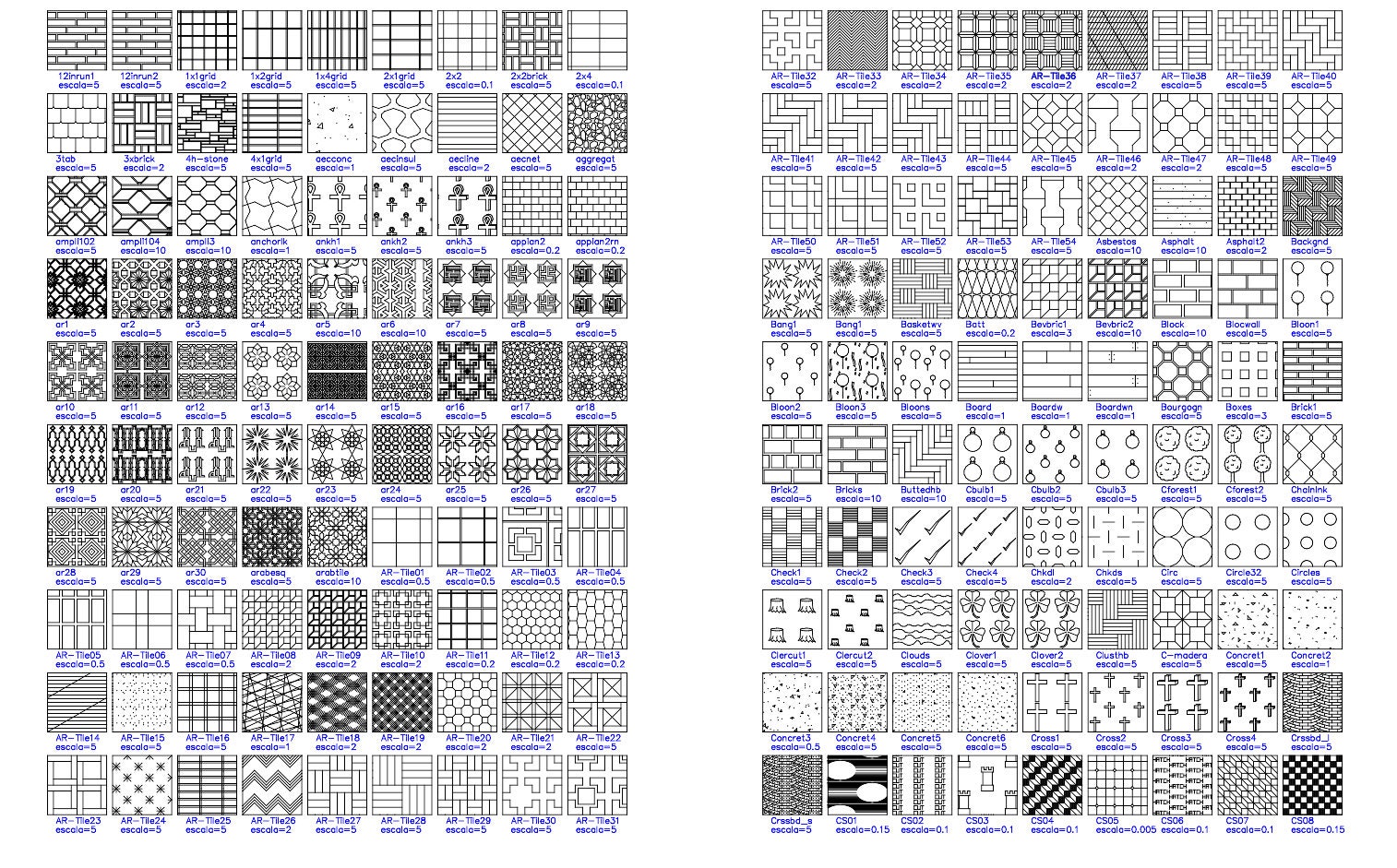 900+ Autocad Hatch Patterns,900 Piece of Details Autocad 2D DWG File ...