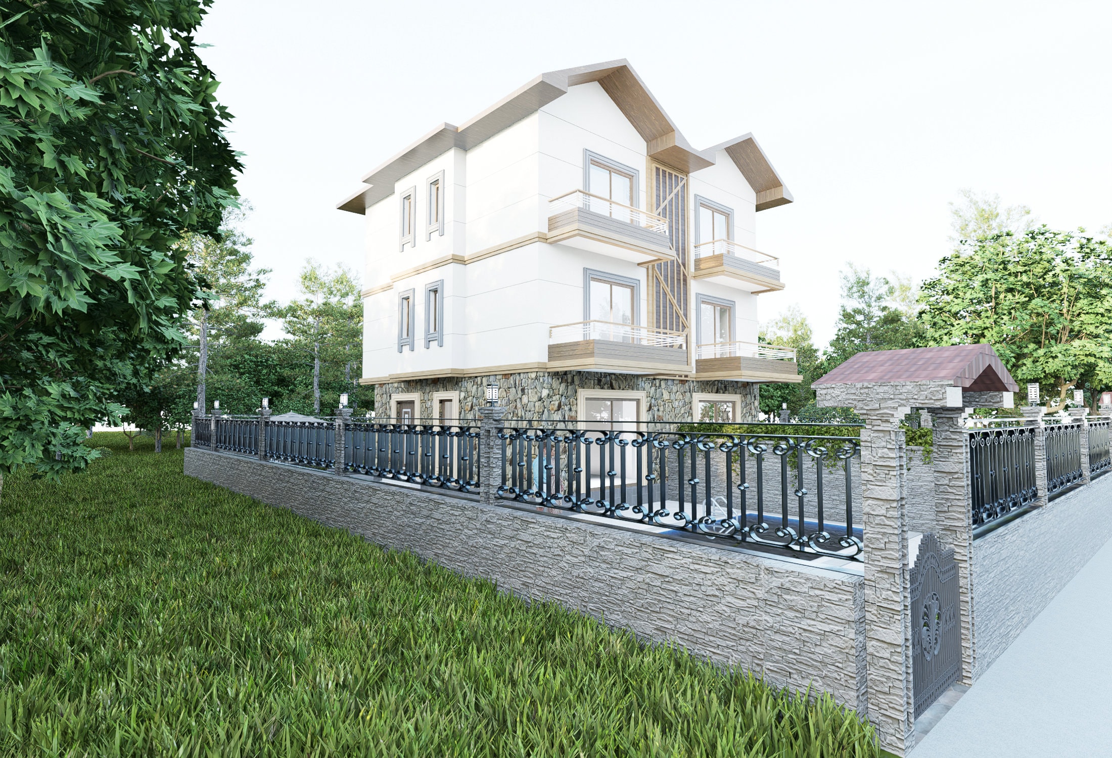 Reinforced Concrete Bungalow House Plan,tiny House Sketchup Model ...
