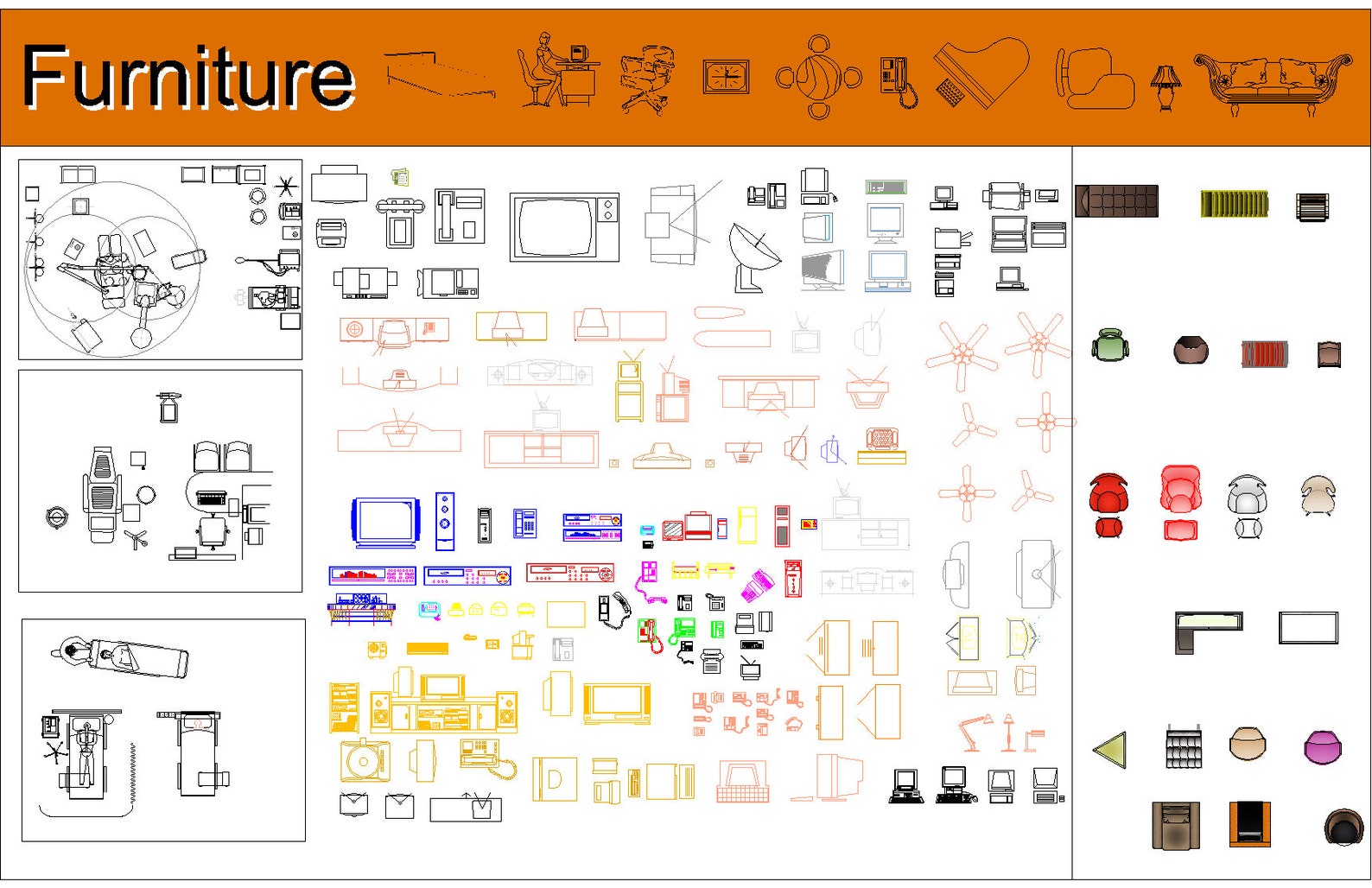 Autocad 2D DWG DXF PDF Furniture File, Ready Block for Autocad, 2D ...