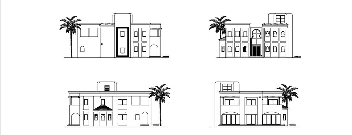 2D Drawings of Villa, Autocad 2D DWG File, Ready Block for Autocad, 2D ...