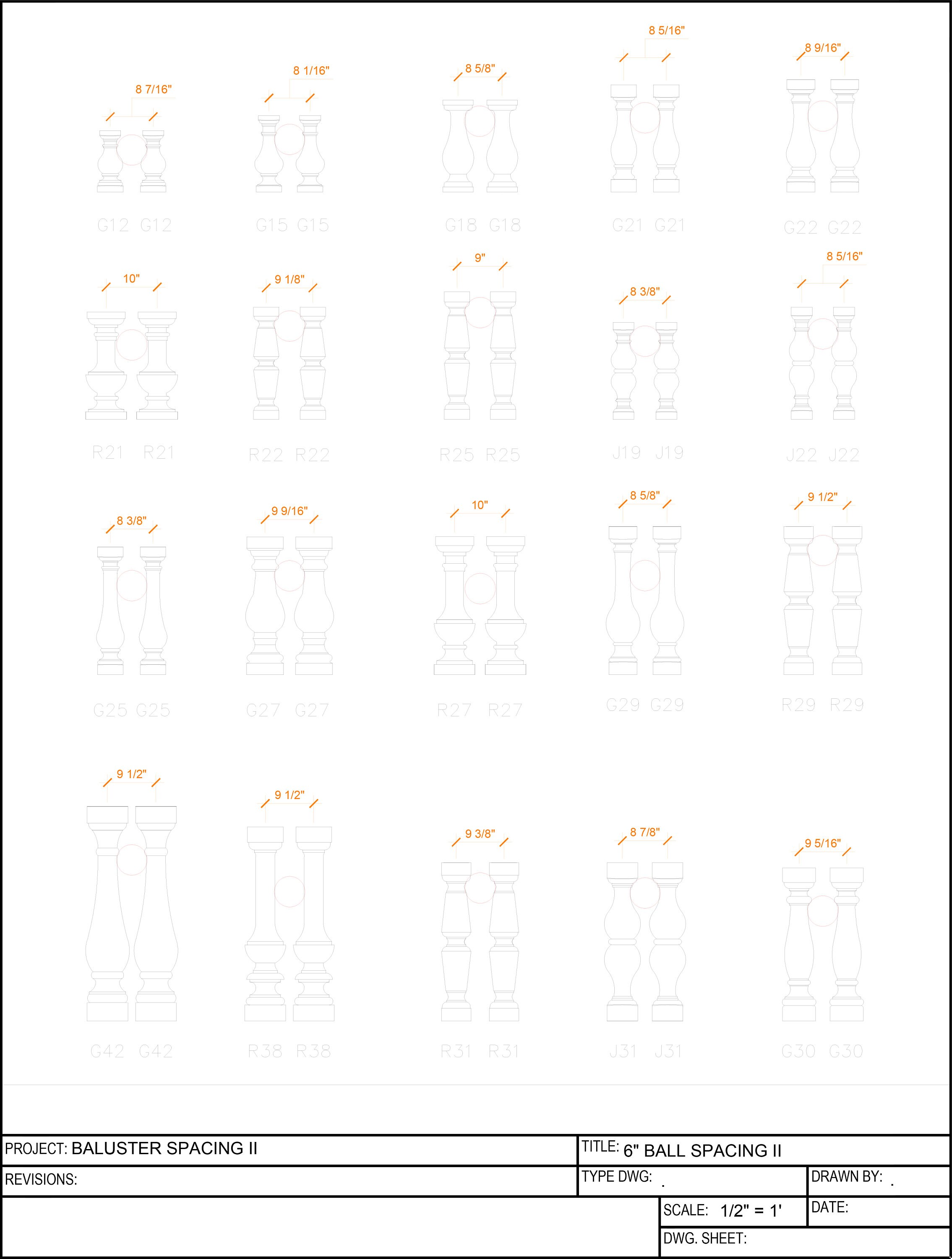 Standard Balusters Elevation Blocks DWG, PDF, Rfa,ready Block for ...