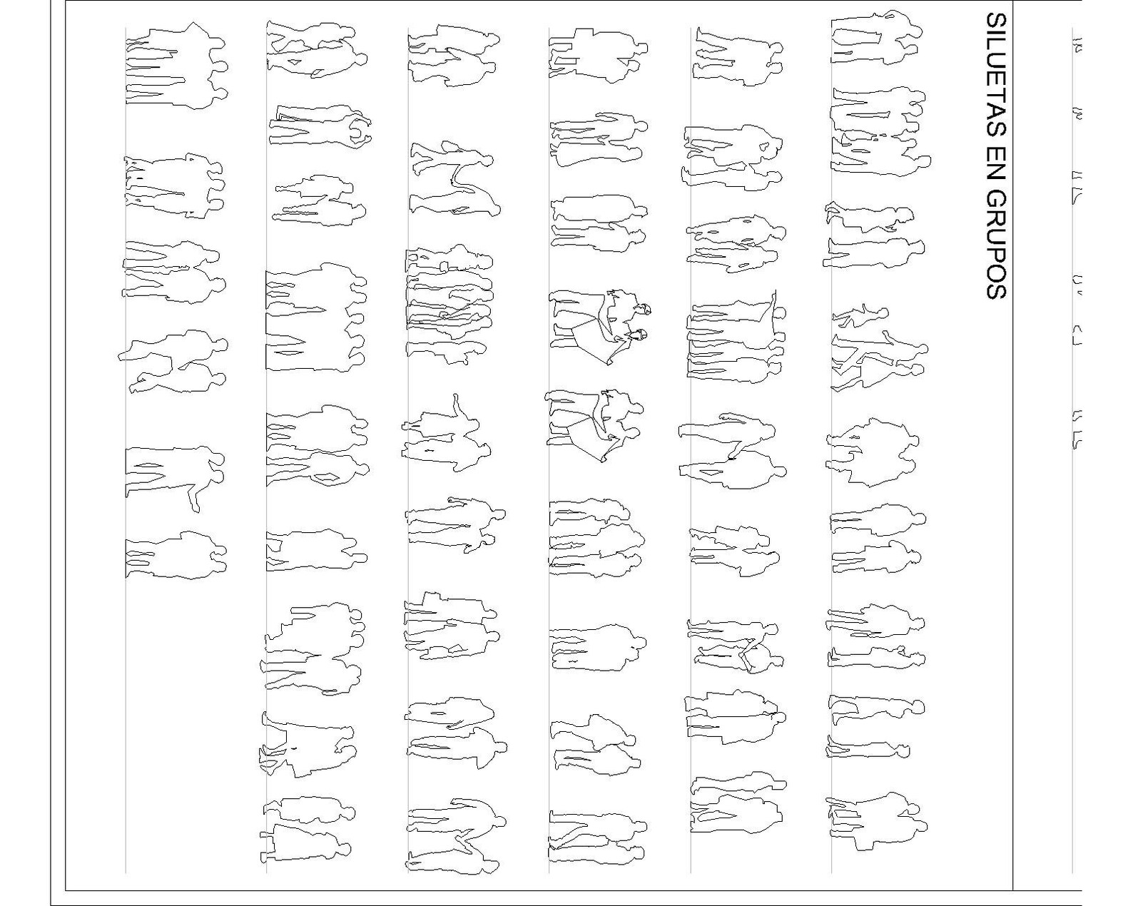 Autocad 2D DWG DXF PDF Blocks of Human Figures in Different Positions ...