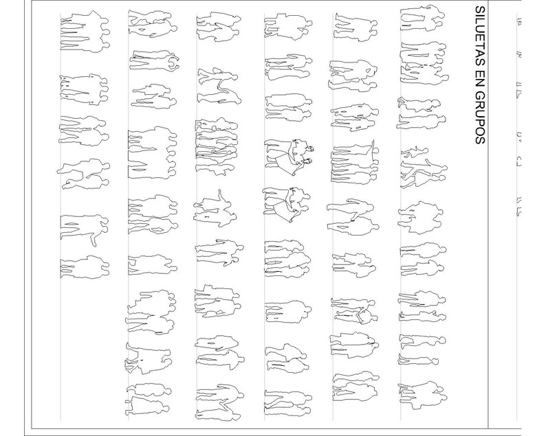 Autocad 2D DWG DXF PDF Blocks of Human Figures in Different Positions ...