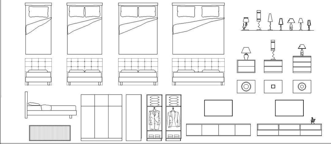 Autocad 2D DWG DXF PDF Furniture Blocks, Bedrooms, Kitchens and ...