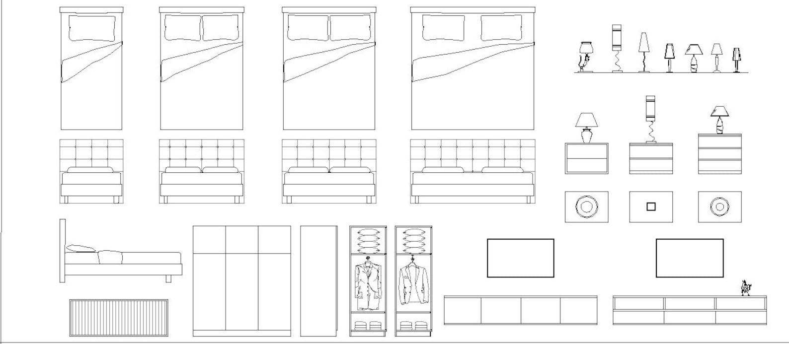 Autocad 2D DWG DXF PDF Furniture Blocks, Bedrooms, Kitchens and ...
