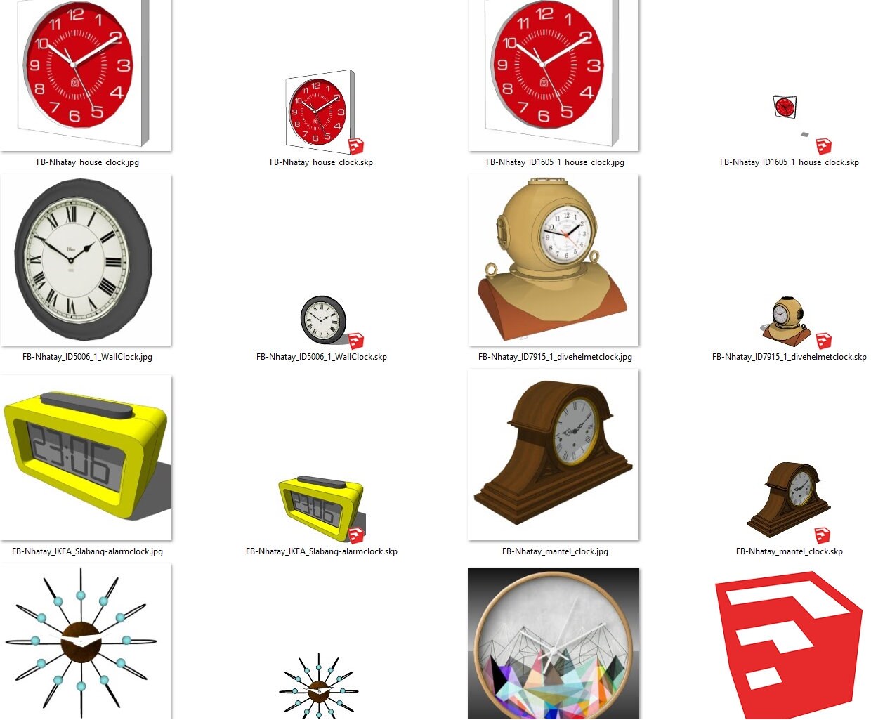 57 Pieces Clock Sketchup 3D Model Interior Design,sketchup Files - Etsy