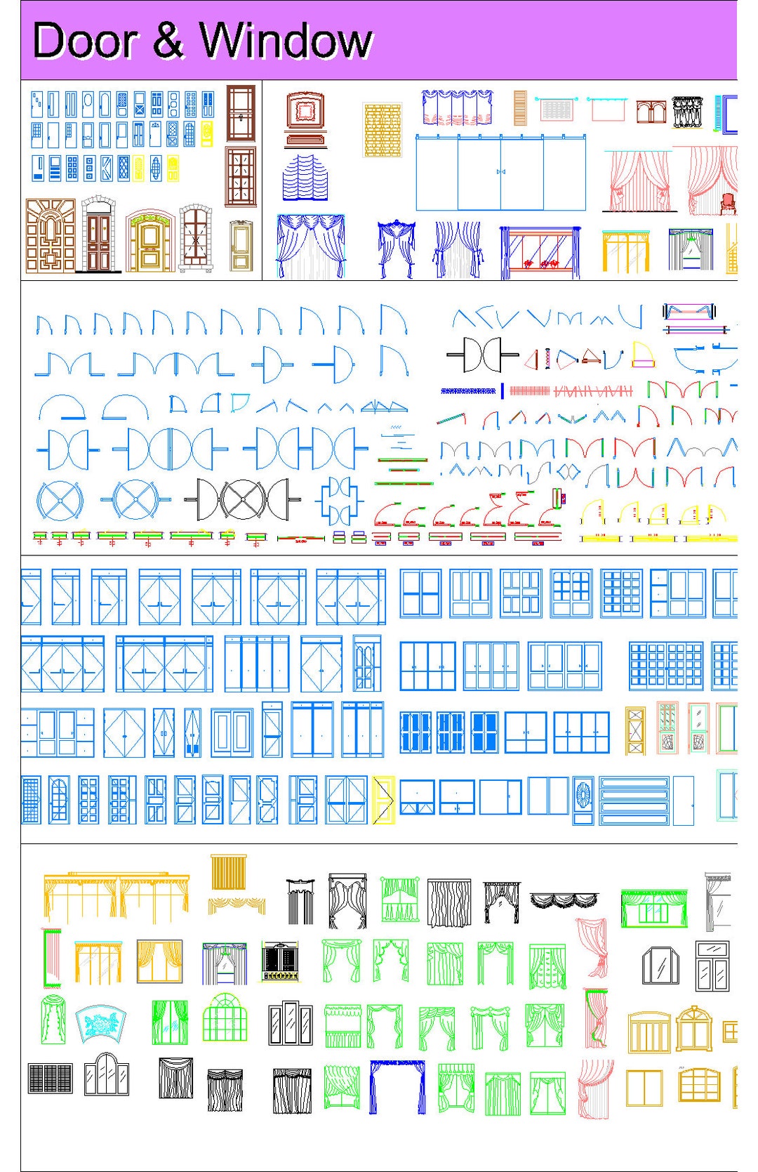 Autocad 2D DWG DXF PDF Door and Window File, Ready Block for Autocad ...