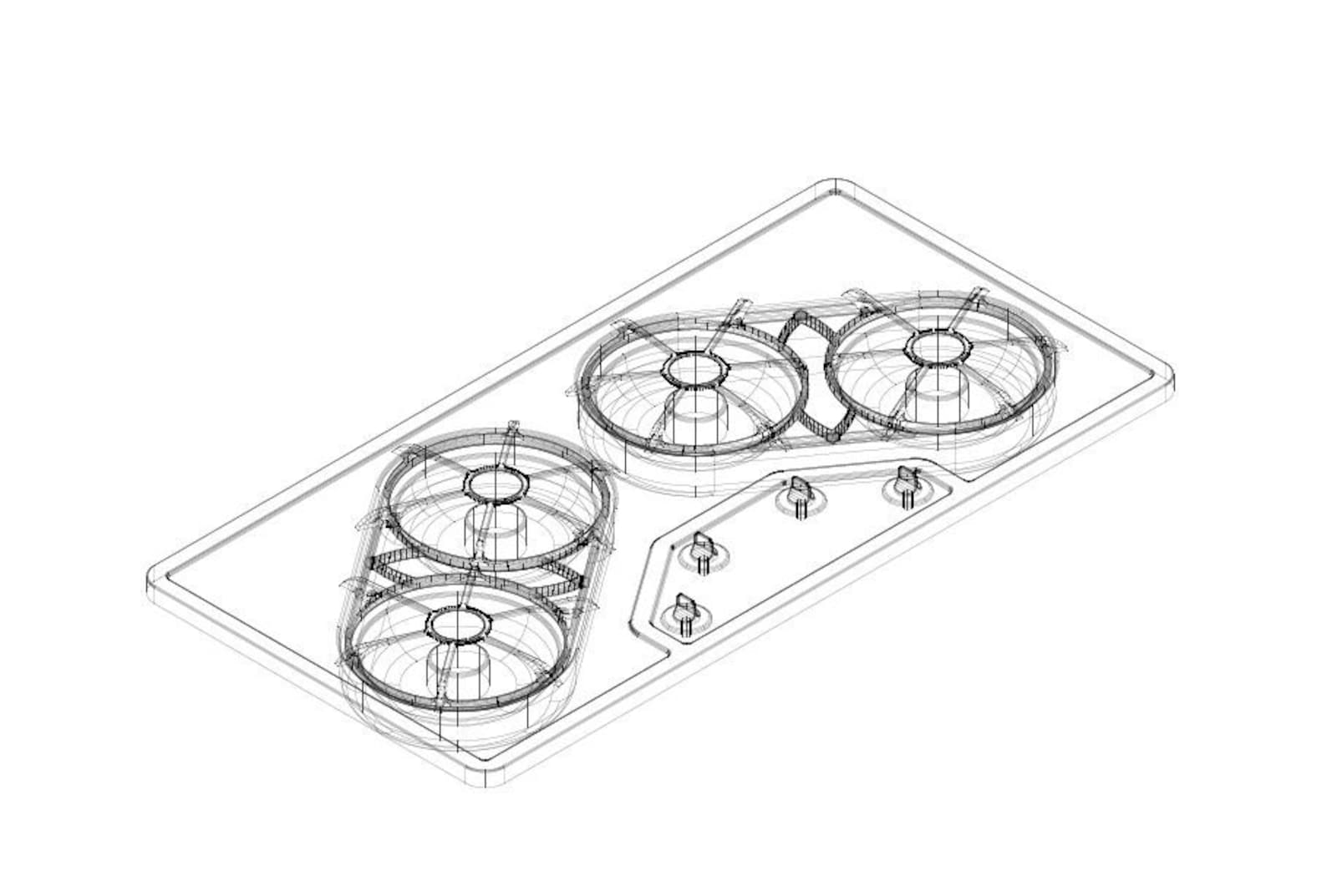 2D Drawing of Kitchen Cabinets, Kitchenware and White Goods, 257 Pieces ...