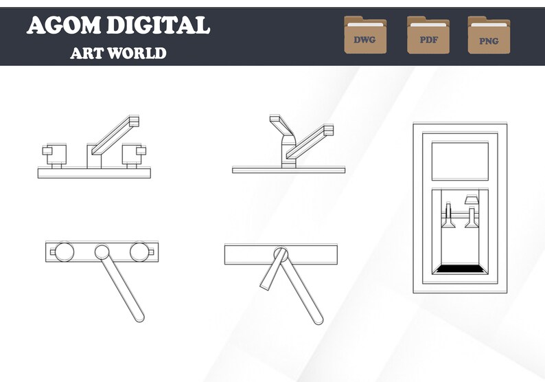 2D Drawing of Kitchen Cabinets Kitchenware and White Goods - Etsy