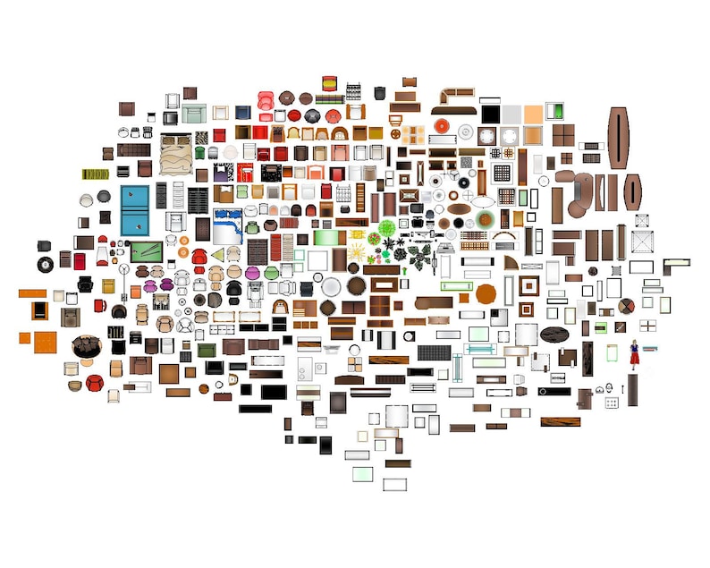 Autocad 2D DWG DXF PDF Furniture Blocks, 2d Drawing,autocad 2D Template ...