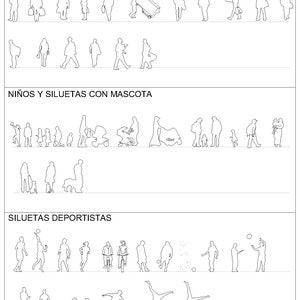 Autocad 2D DWG DXF PDF Blocks of Human Figures in Different Positions ...
