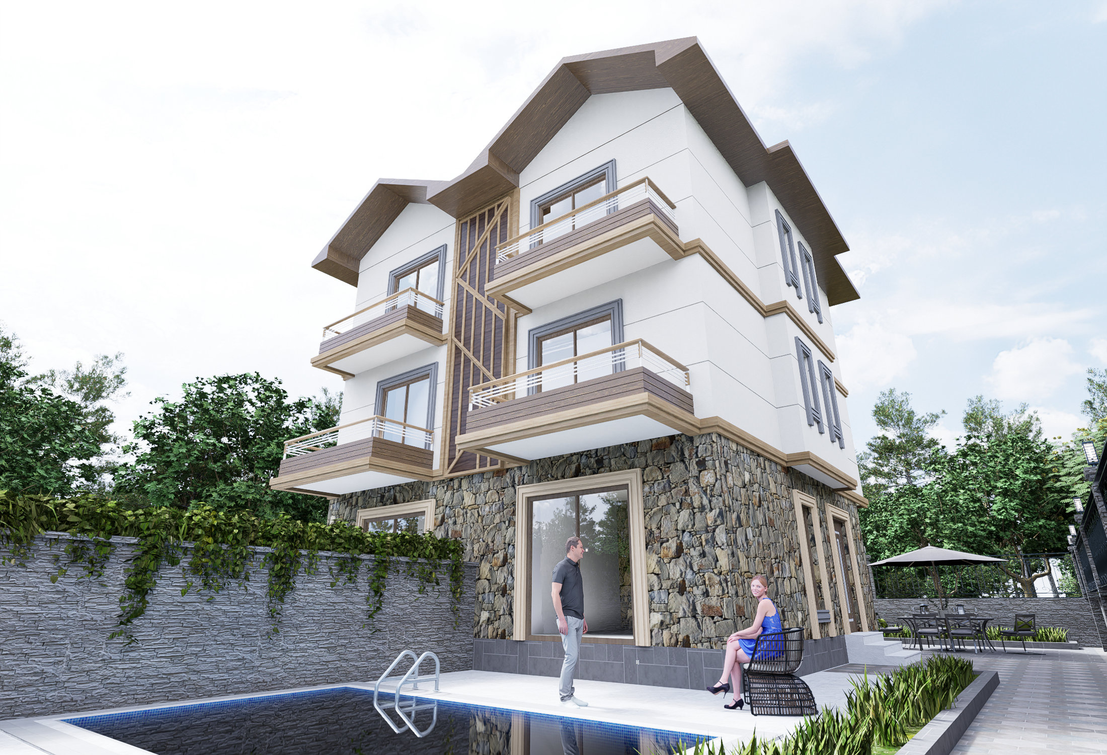 Reinforced Concrete Bungalow House Plan,tiny House Sketchup Model ...