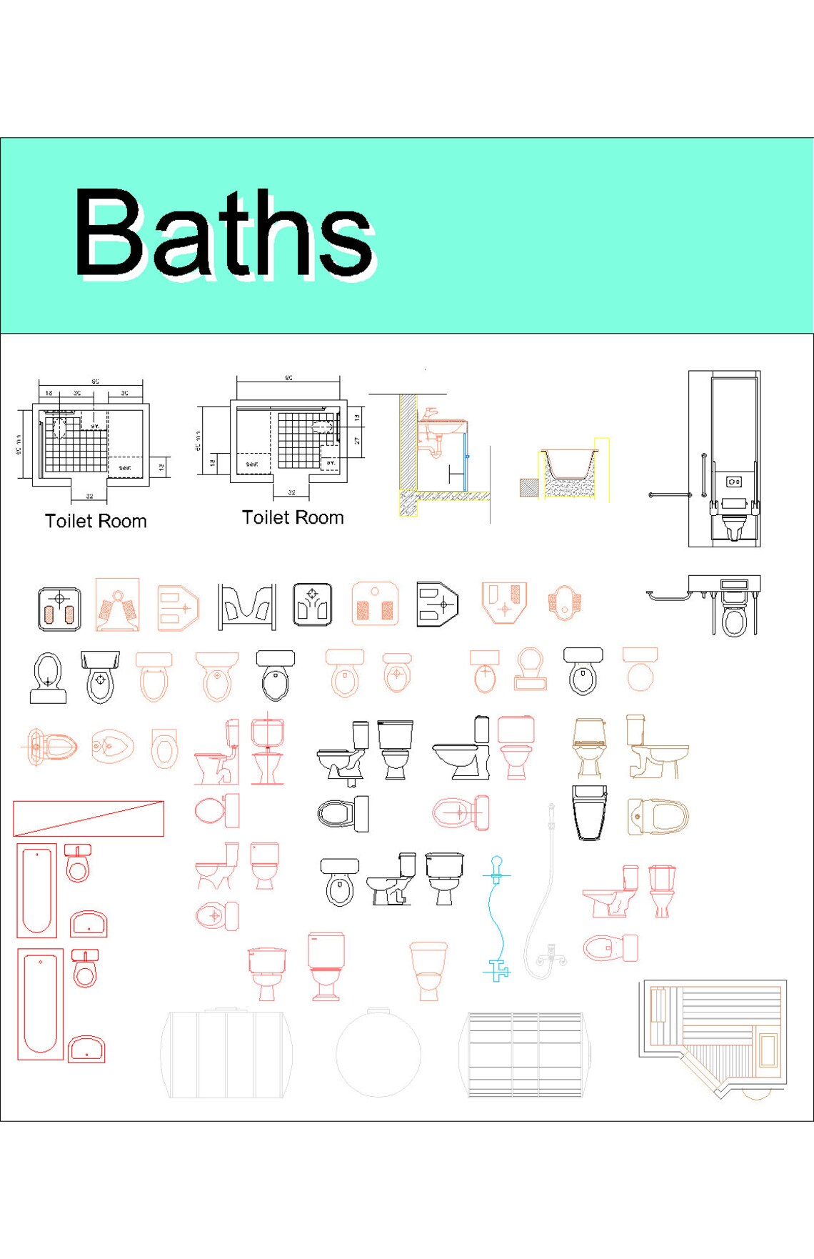 Autocad 2D DWG DXF PDF Kitchen and Baths File,ready Block for Autocad ...