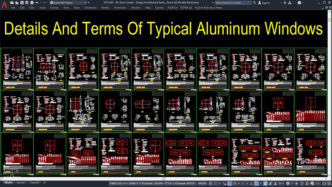Details and Terms of Typical Aluminum Window Autocad 2D DWG PDF File ...