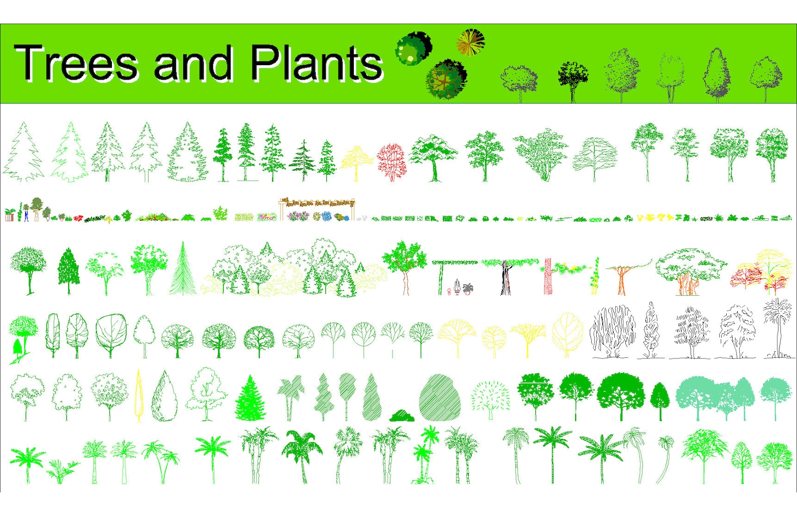 Autocad 2D DWG DXF PDF Trees and Plants File,autocad 2D Template - Etsy