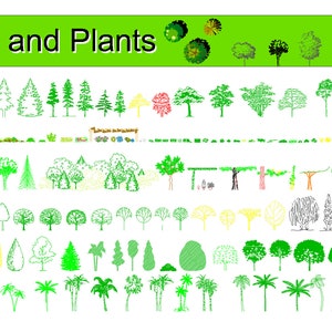 Autocad 2D DWG DXF PDF Trees and Plants File,autocad 2D Template - Etsy