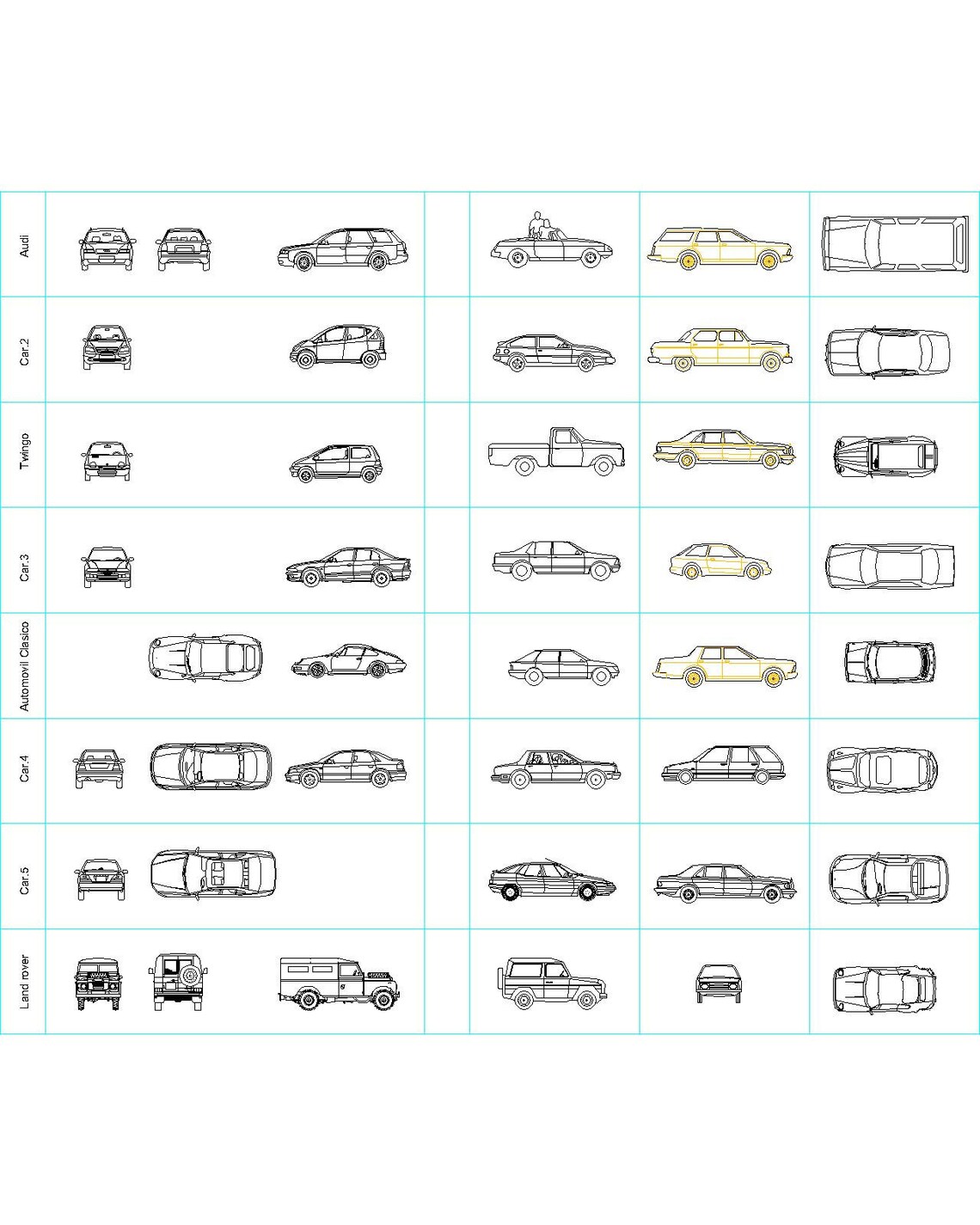 2D Drawings of Tractor/bus/bmw/car/ambulance/atomobile/truck, Vehicle ...