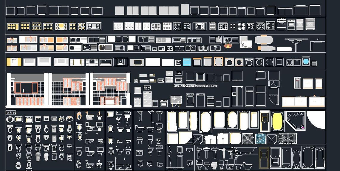 2D Drawings of Block, Autocad 2D DWG File, Ready Block for Autocad, 2D ...