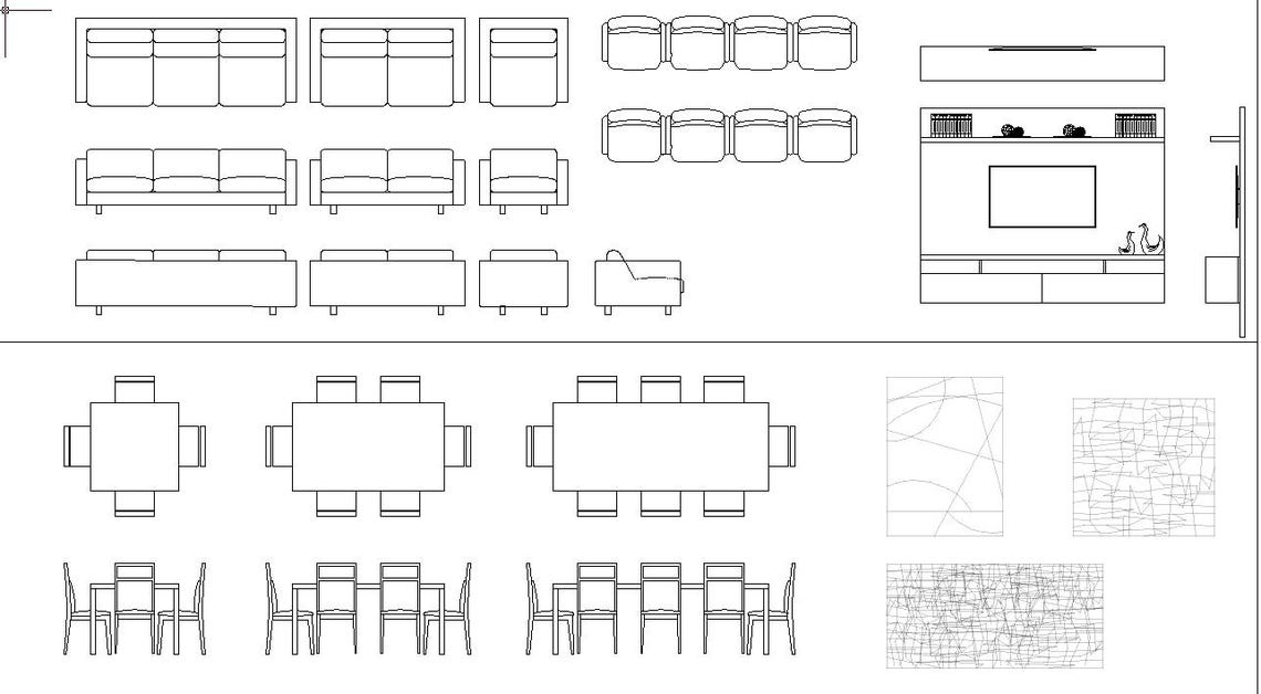 Autocad 2D DWG DXF PDF Furniture Blocks, Bedrooms, Kitchens and ...
