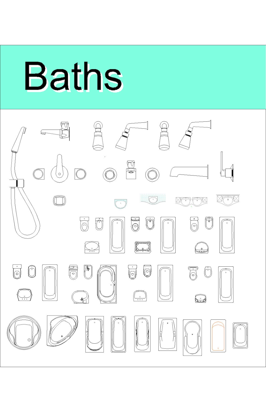 Autocad 2D DWG DXF PDF Kitchen and Baths File,ready Block for Autocad ...