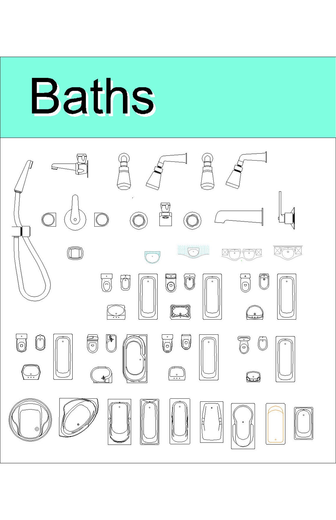 Autocad 2D DWG DXF PDF Kitchen and Baths File,ready Block for Autocad ...